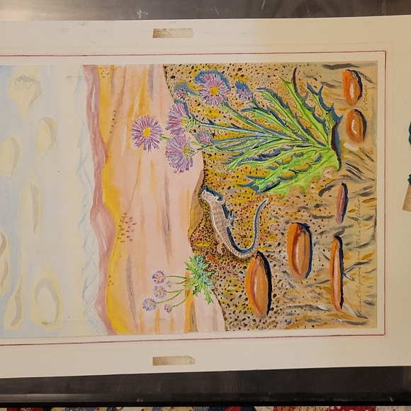 Original Artist | Art | Original Painting Of Desert Iguana Mojave Aster ...